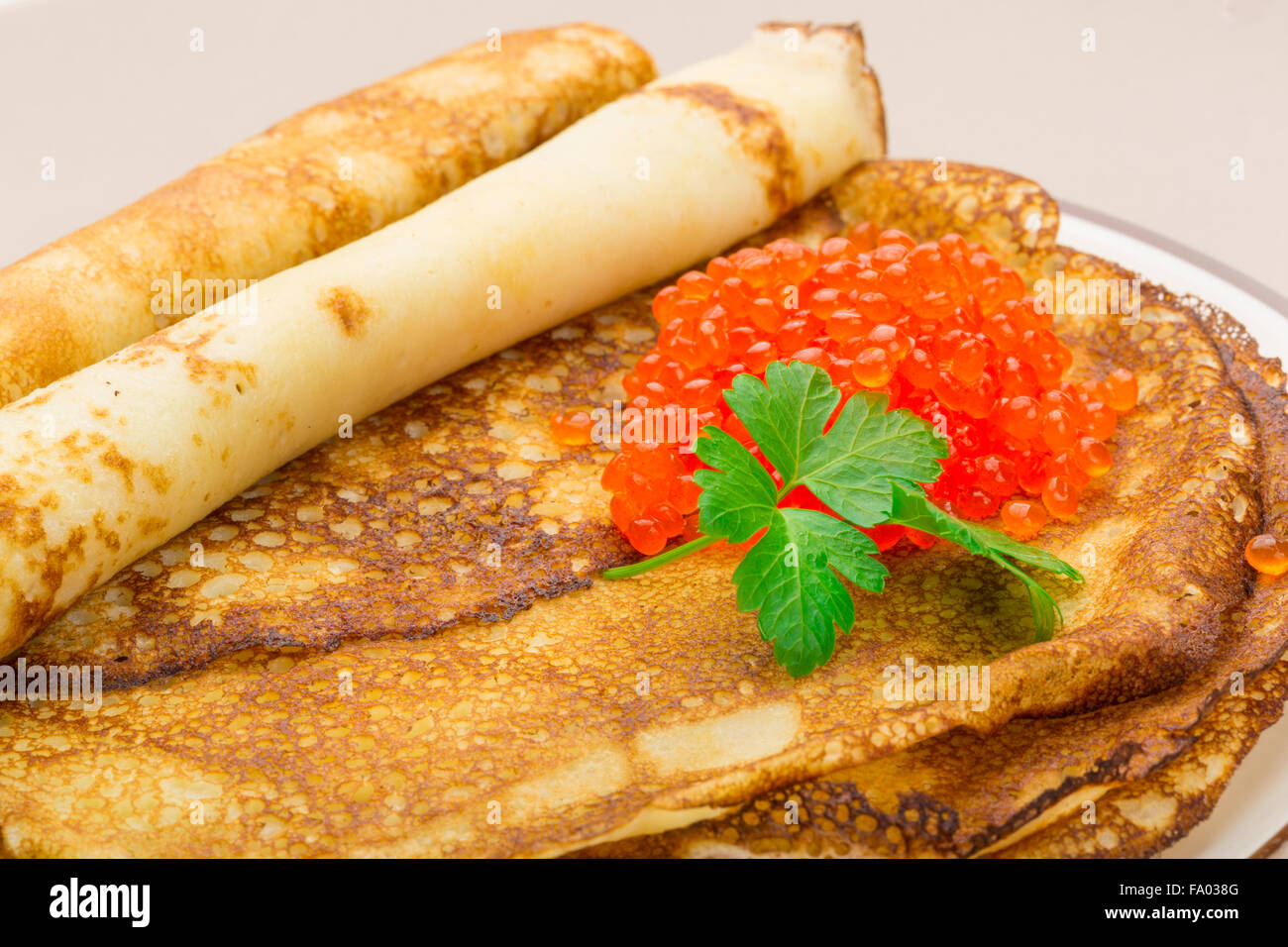 Russian pancakes studio macro shoot Stock Photo - Alamy