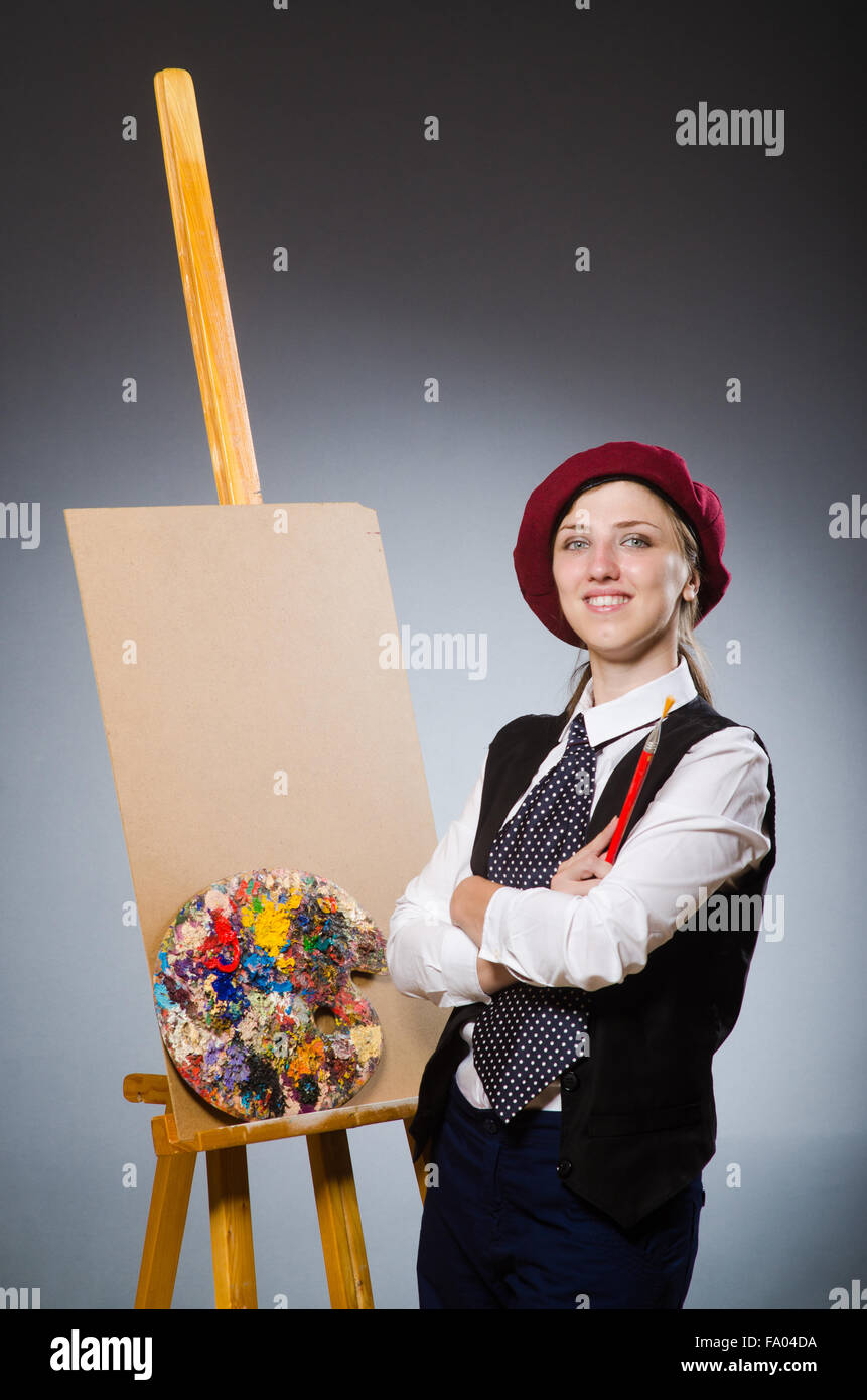 Funny artist working in the studio Stock Photo - Alamy