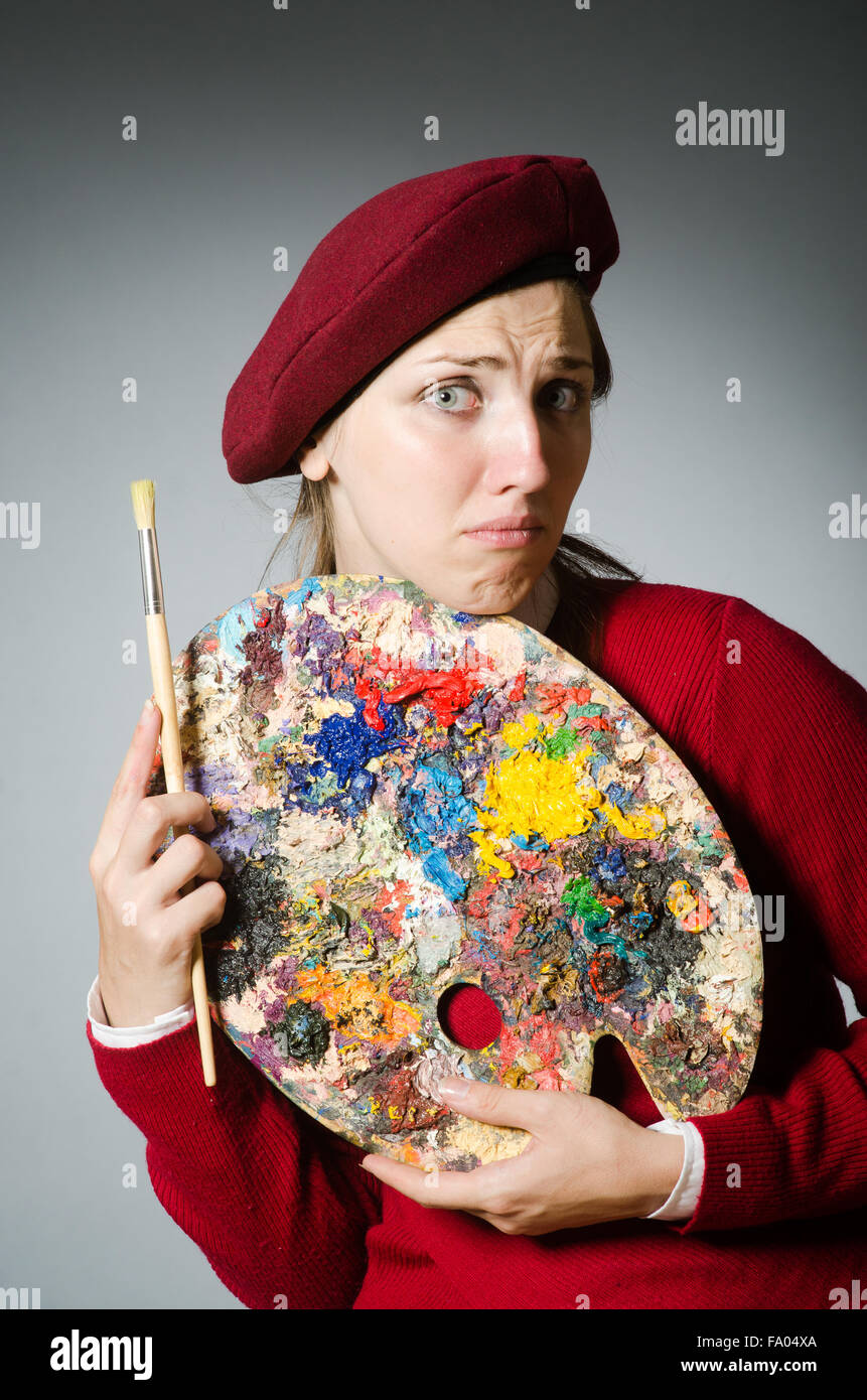 Funny artist working in the studio Stock Photo - Alamy