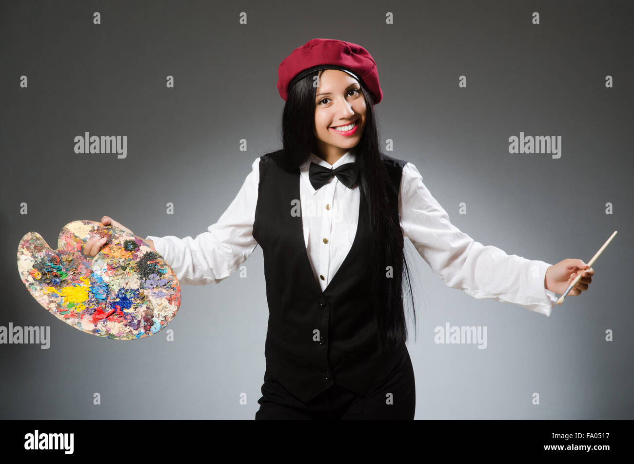 Funny artist working in the studio Stock Photo - Alamy