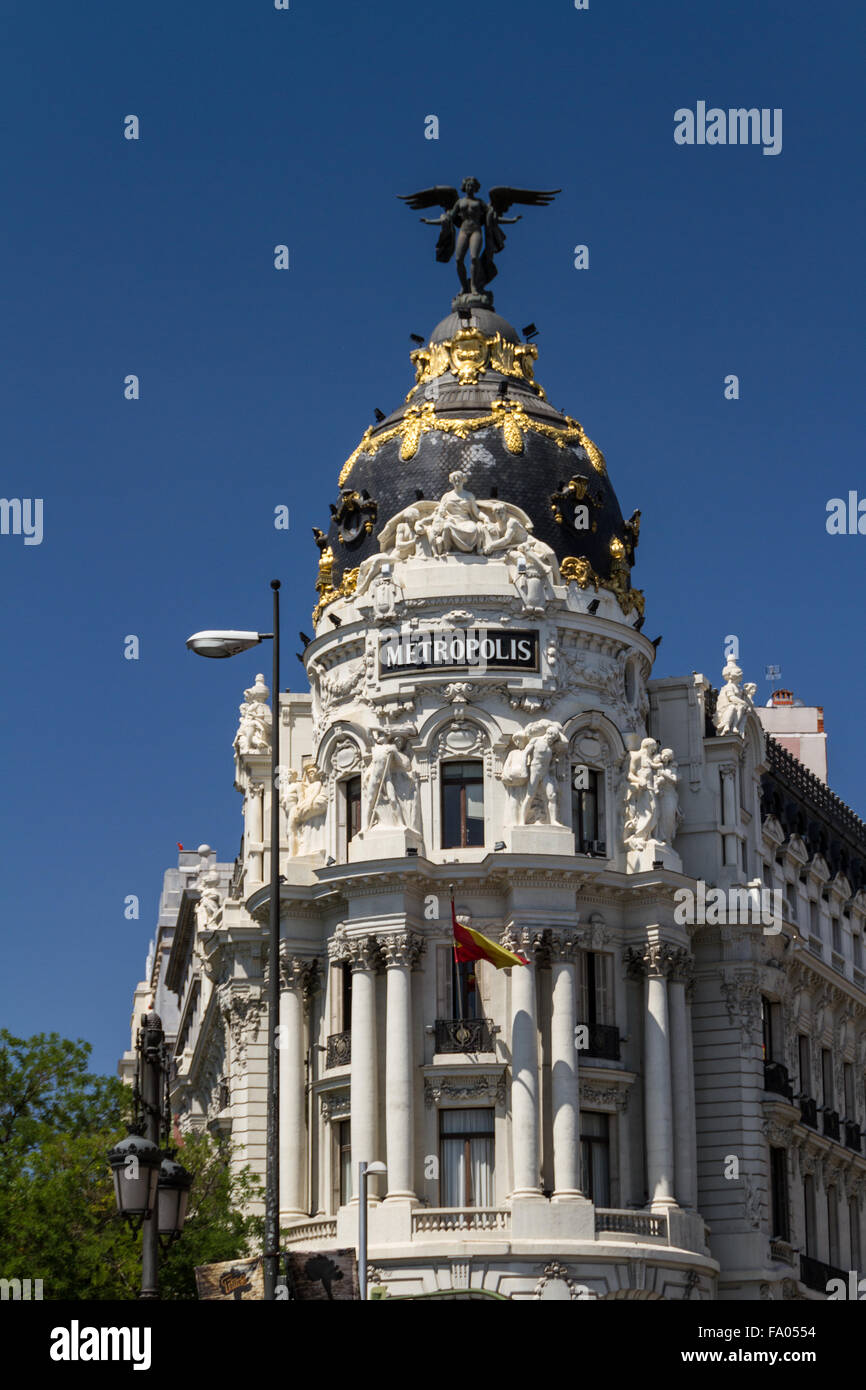 Metropolis building facade located at Madrid, Spain Stock Photo - Alamy