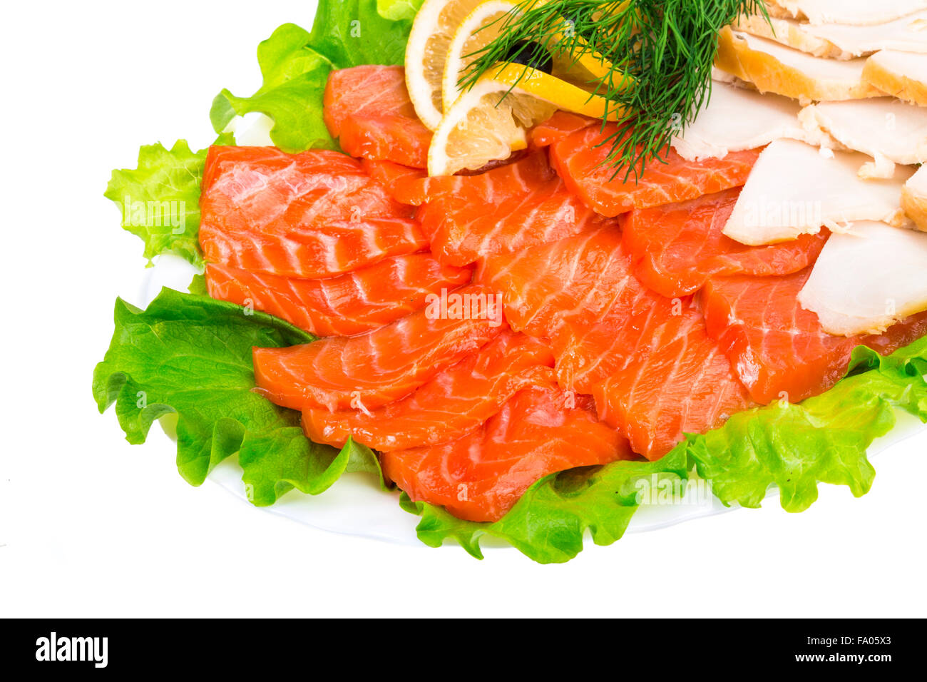 Sliced trout and sturgeon on the dish Stock Photo - Alamy