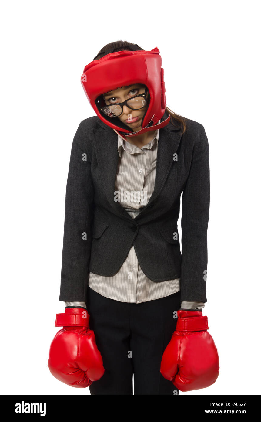 Woman boxer isolated on white background Stock Photo - Alamy