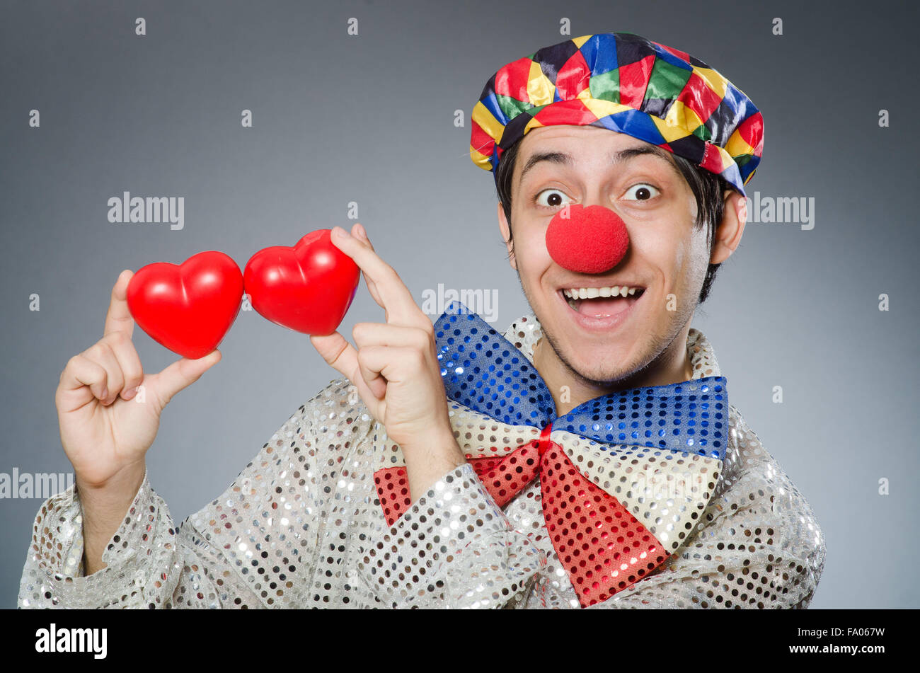 Funny clown with red nose Stock Photo - Alamy