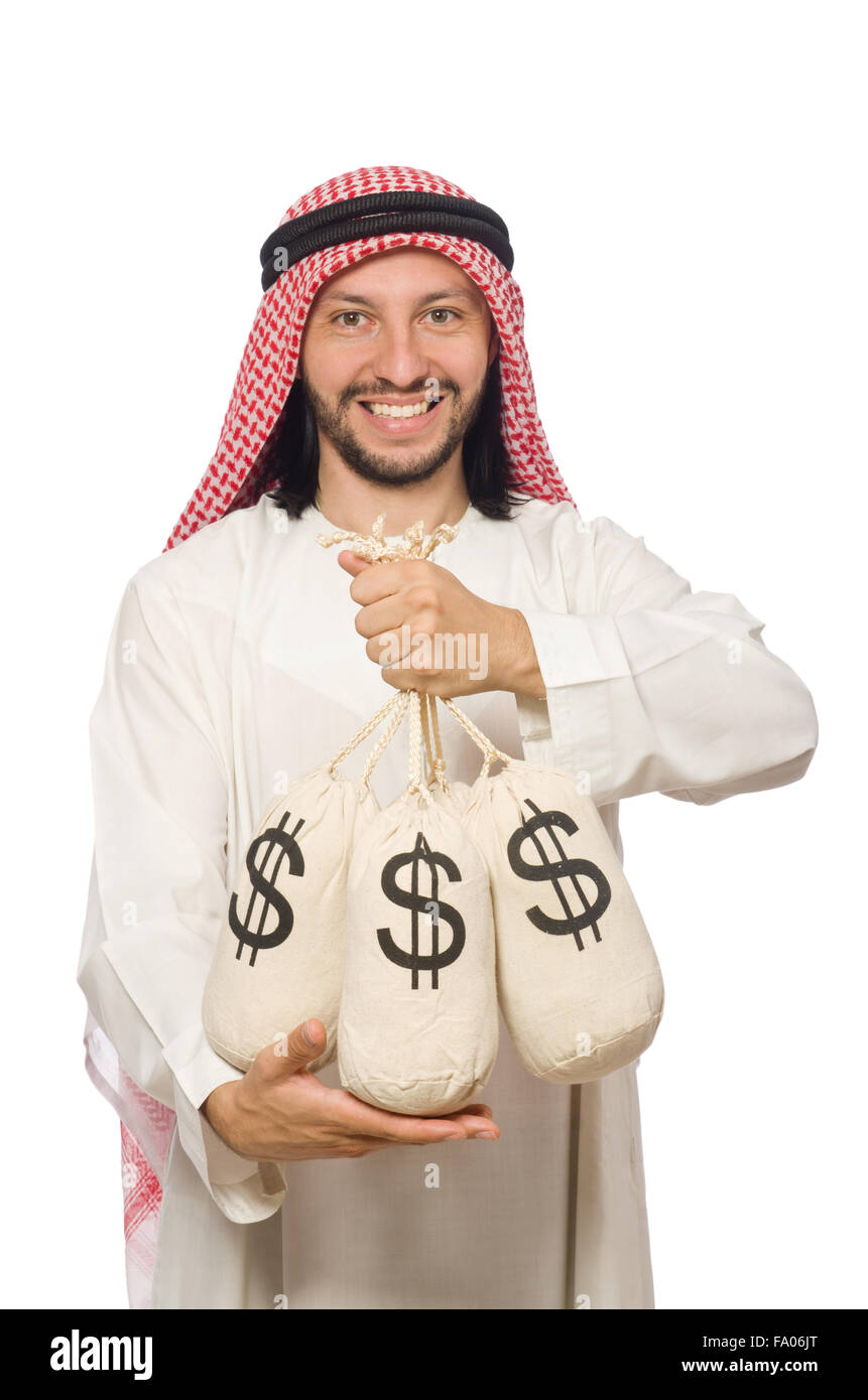 Arab businessman with sacks of money Stock Photo - Alamy