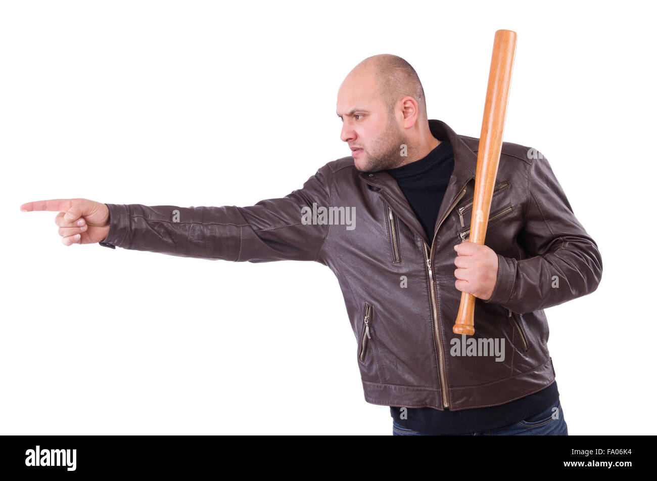 Man with baseball bat isolated on white Stock Photo - Alamy