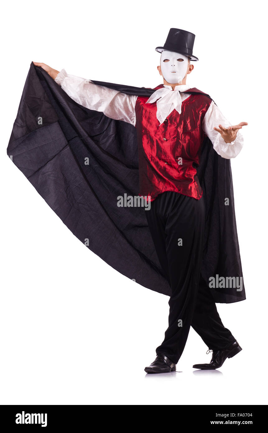 Man magician isolated on white Stock Photo - Alamy