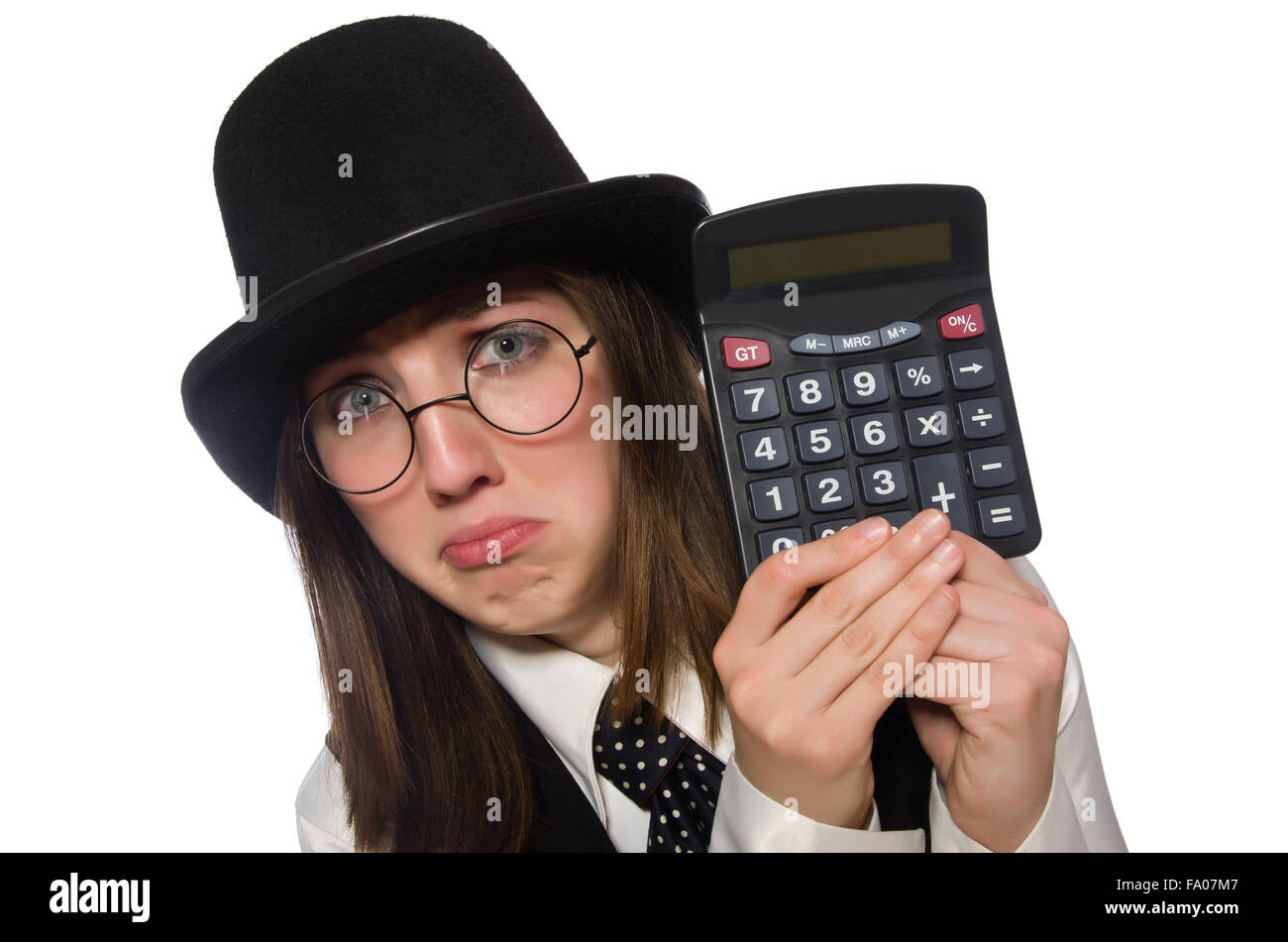 Retro accountant woman calculator hi-res stock photography and images ...