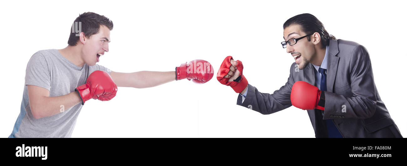 Two boxers isolated on the white Stock Photo - Alamy