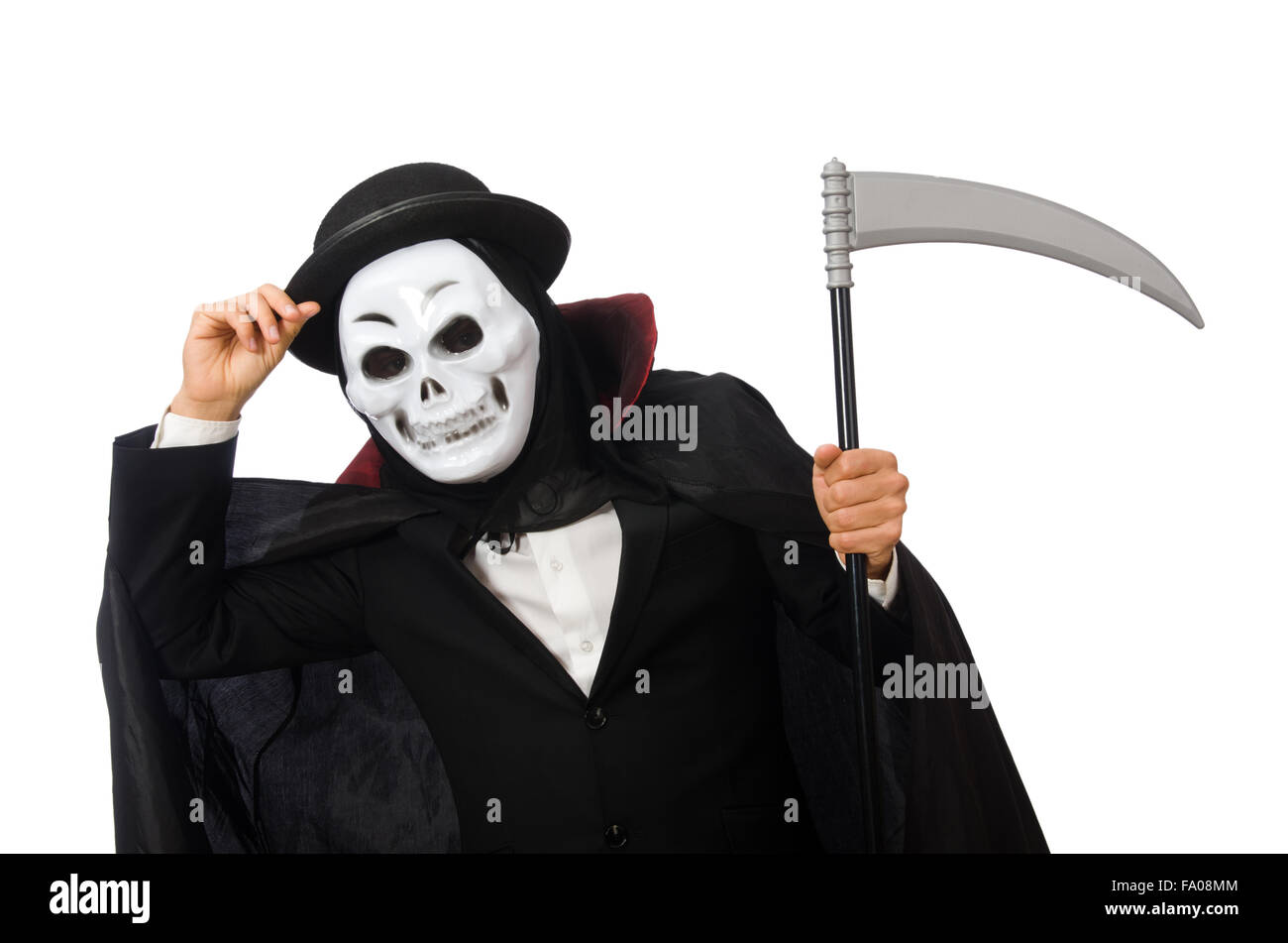 Man with scary mask isolated on white Stock Photo - Alamy