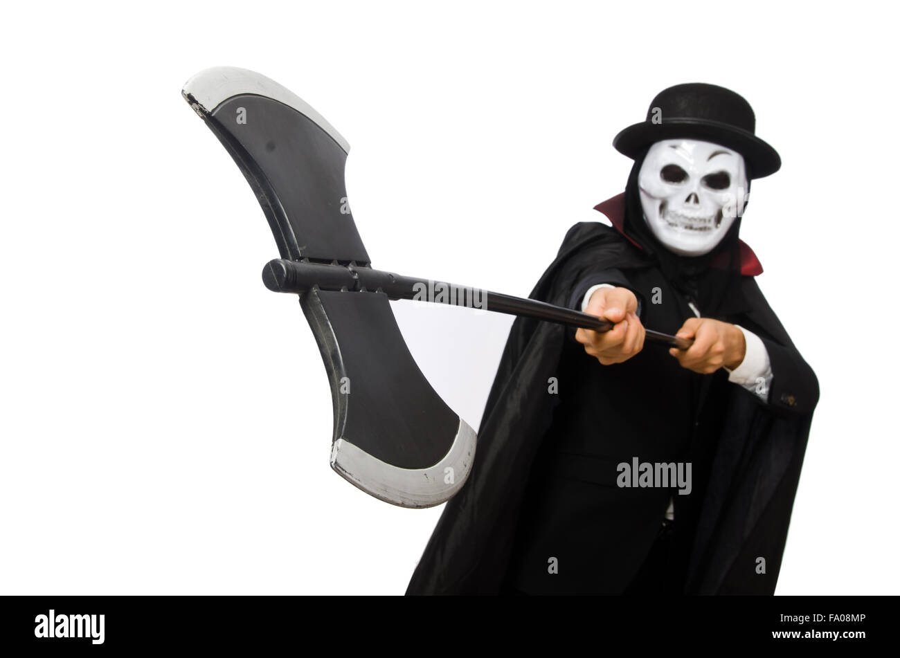 Man with scary mask isolated on white Stock Photo - Alamy