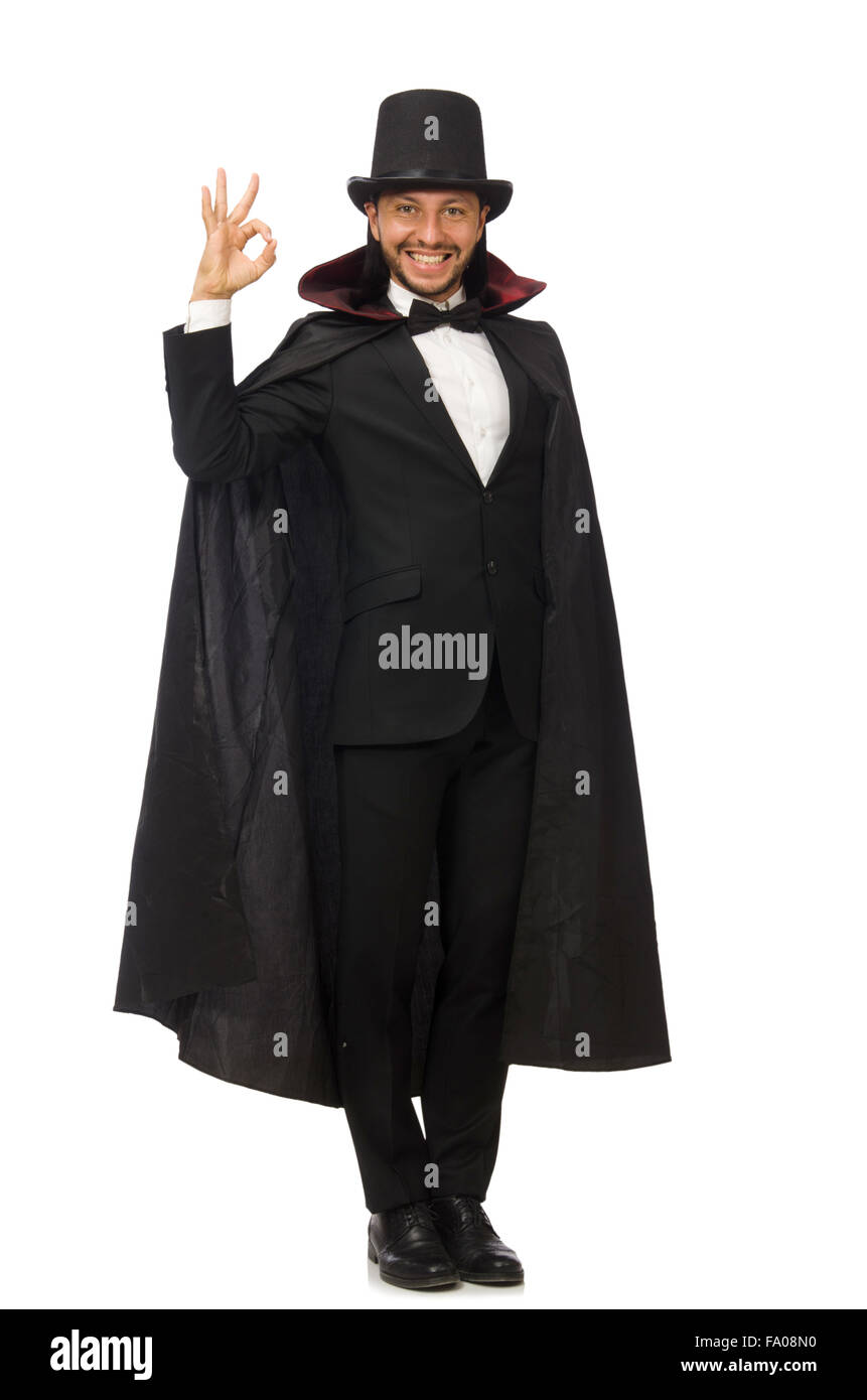 Man magician isolated on white Stock Photo - Alamy
