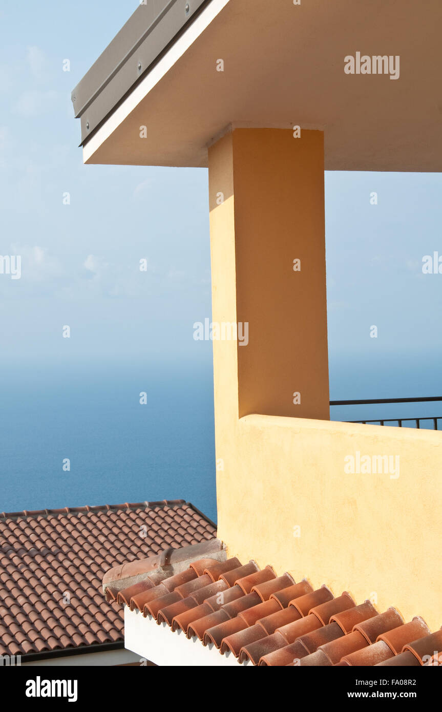 Corner of the house with sea background,italy Stock Photo - Alamy