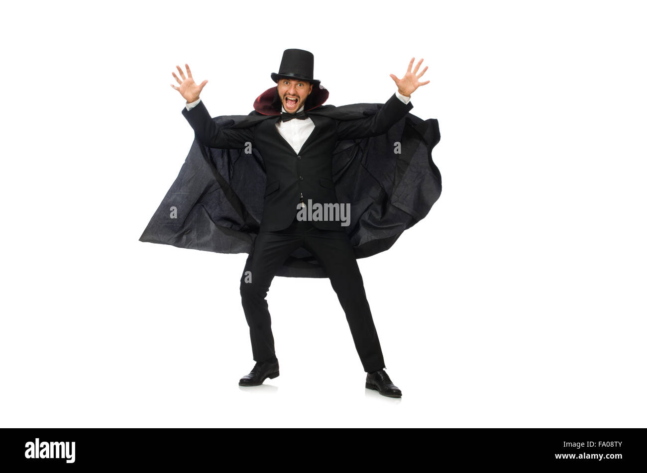 Man magician isolated on white Stock Photo - Alamy