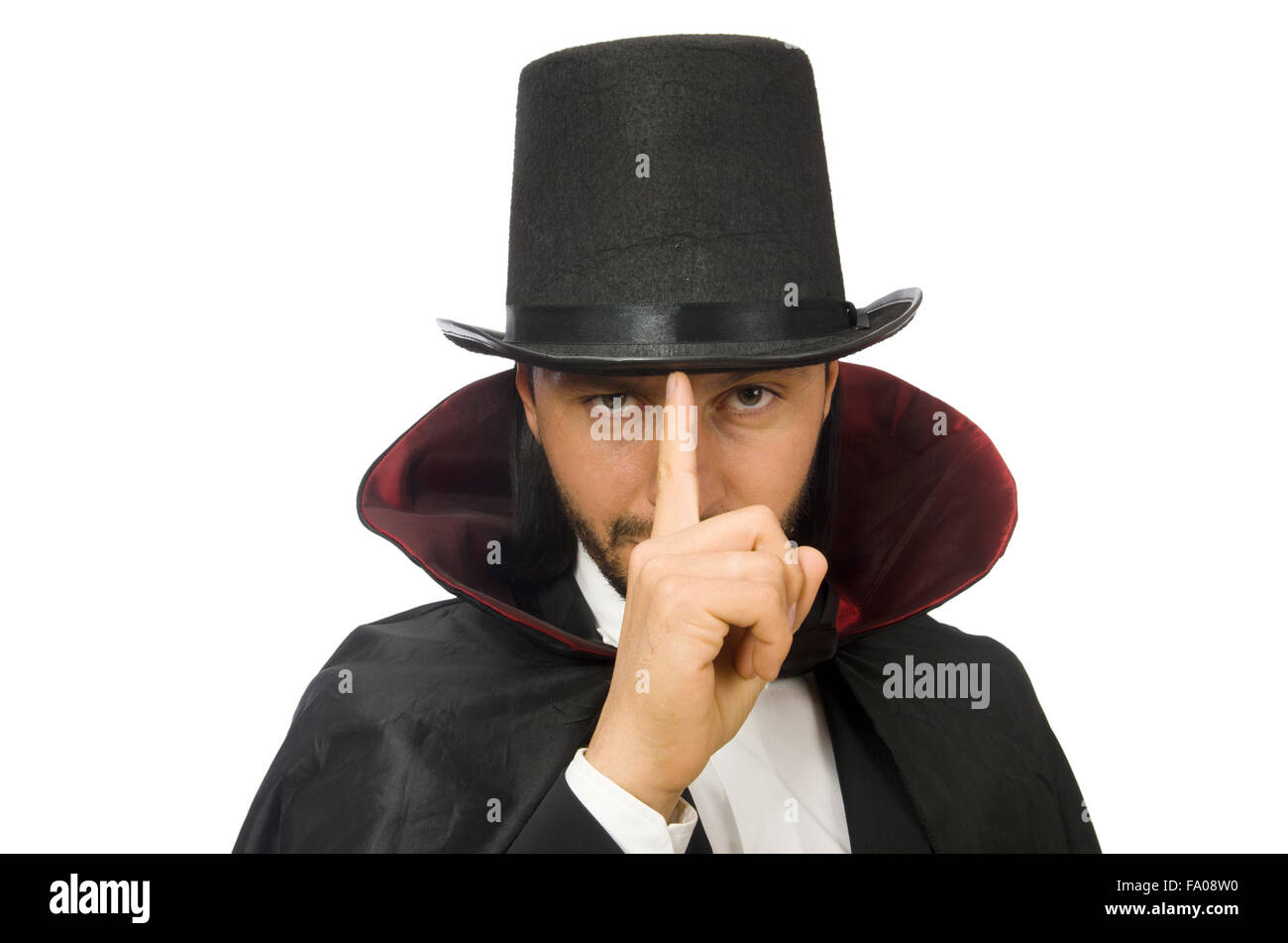 Man magician isolated on white Stock Photo - Alamy