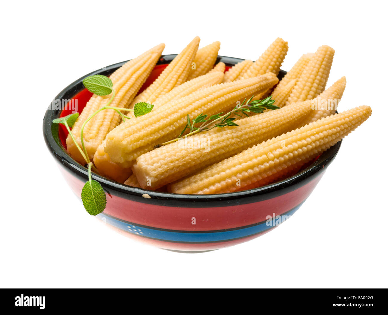 Baby corn with thyme Stock Photo - Alamy