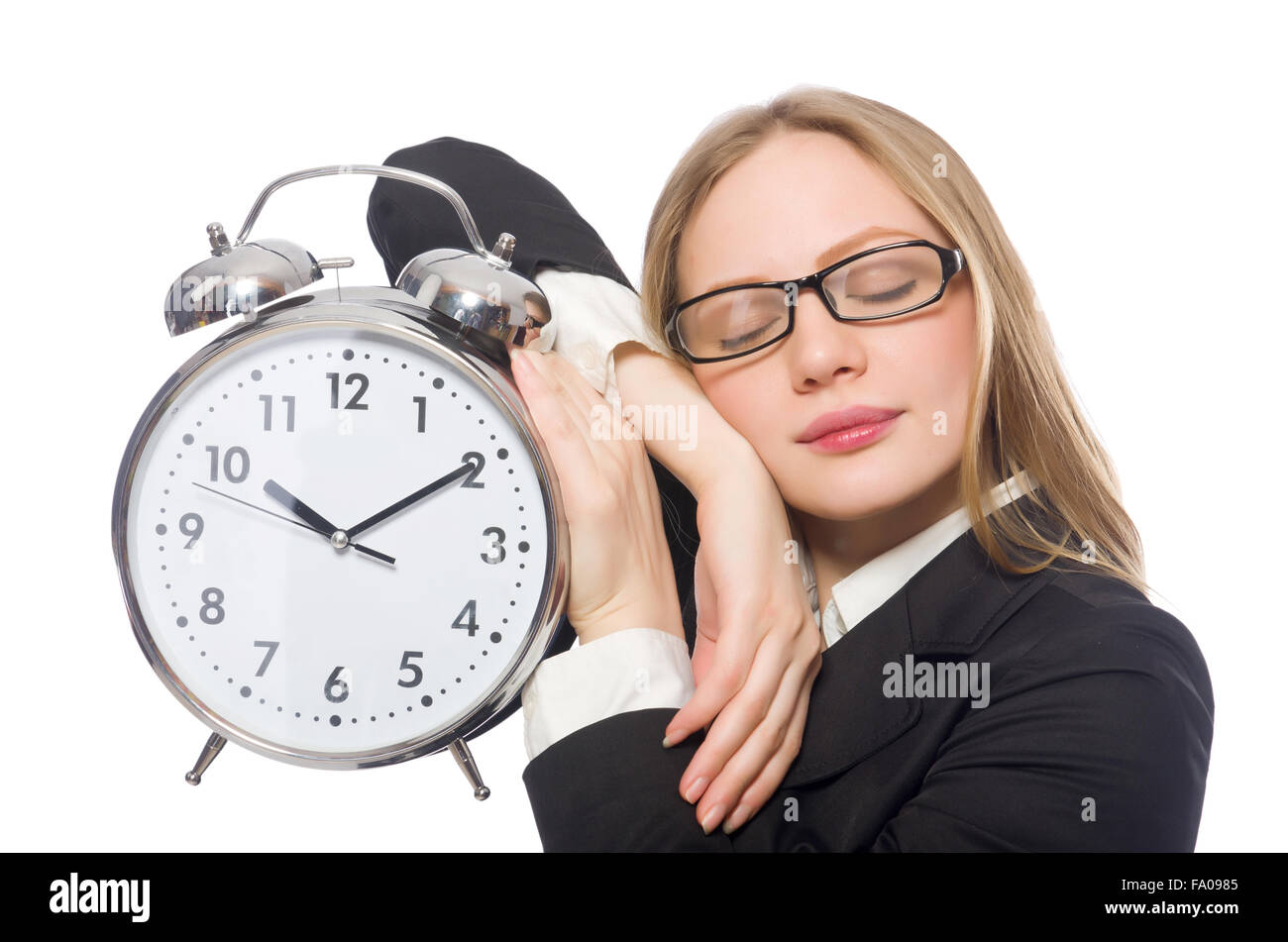 Pretty office employee isolated on white Stock Photo - Alamy