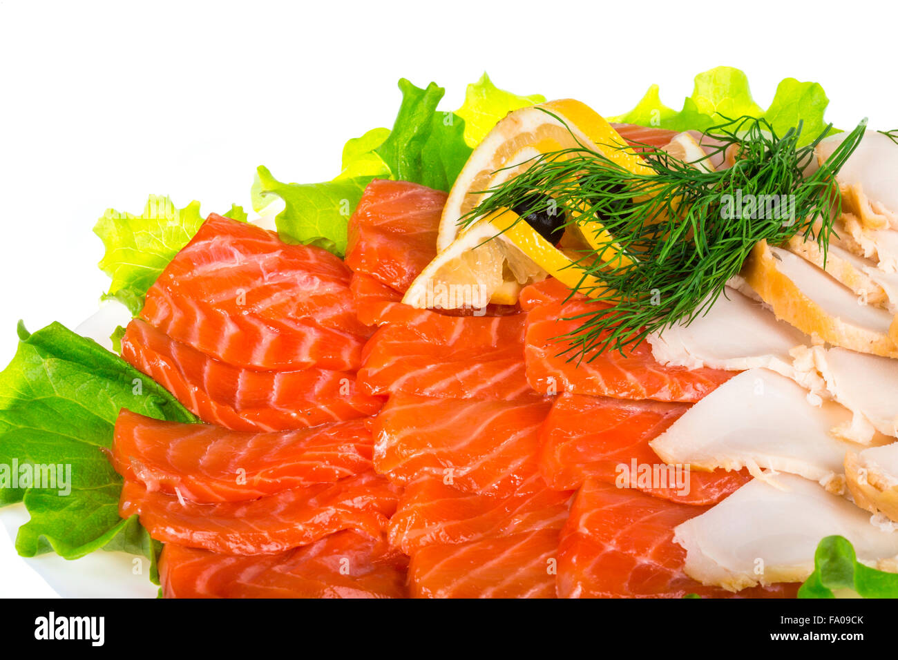Sliced trout and sturgeon on the dish Stock Photo - Alamy