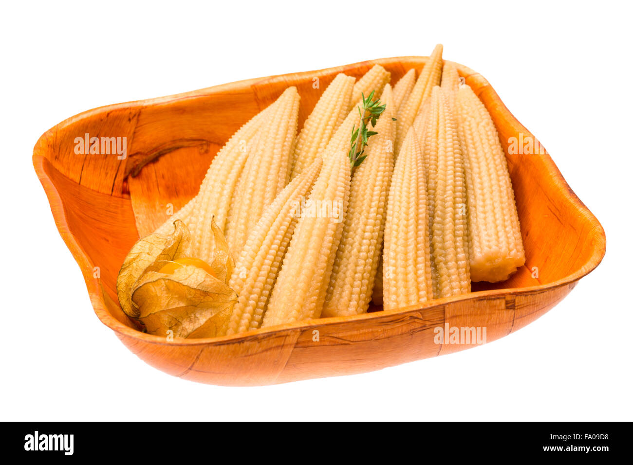Baby corn with thyme Stock Photo - Alamy