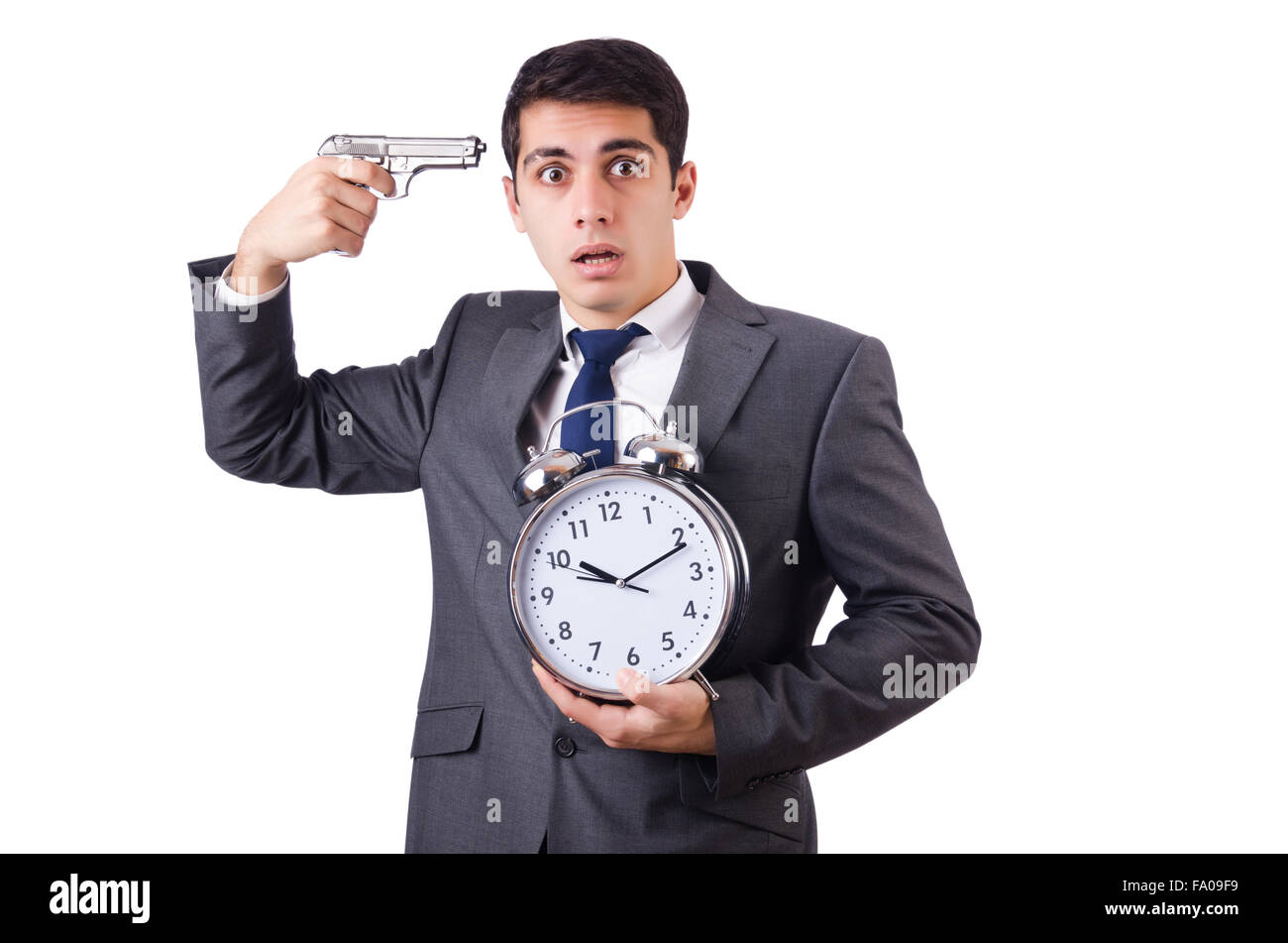Man with clock and gun Stock Photo - Alamy