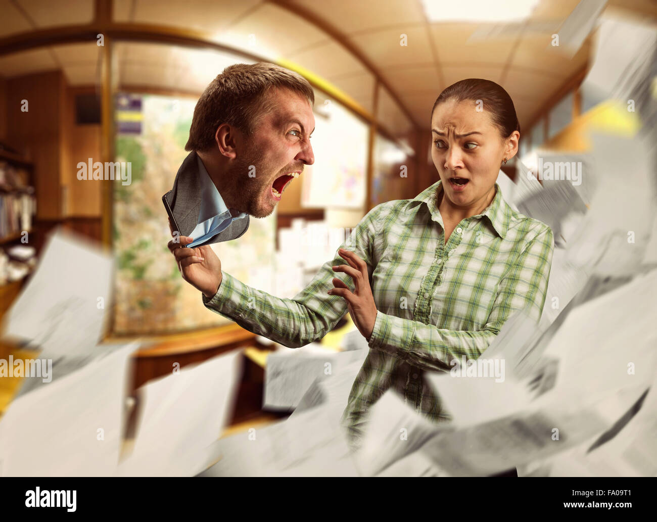 Businesswoman with crazy phone Stock Photo - Alamy