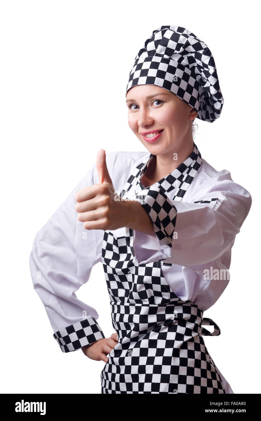 Female chef in uniform isolated on white Stock Photo - Alamy