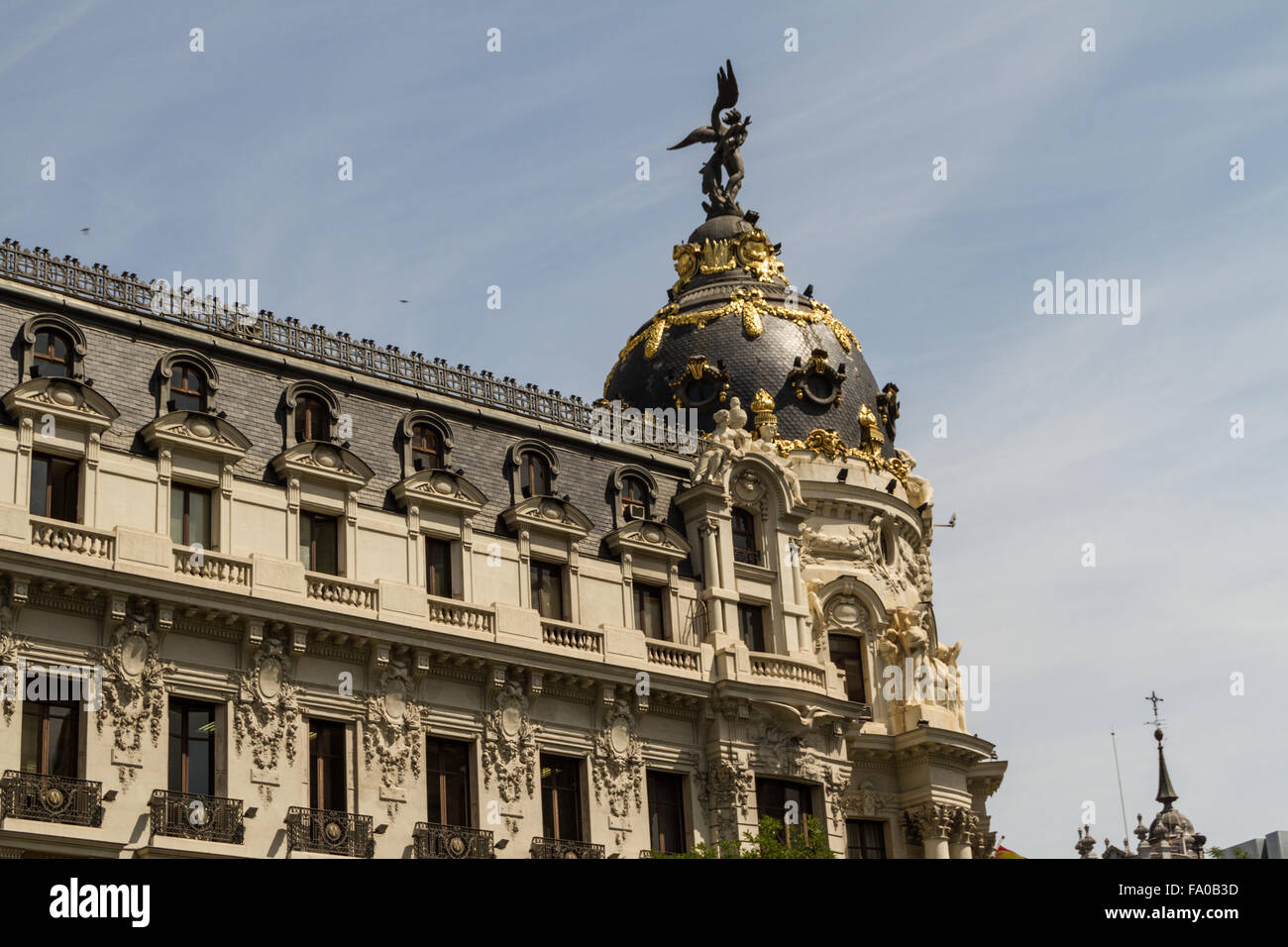 Metropolis building facade located at Madrid, Spain Stock Photo - Alamy