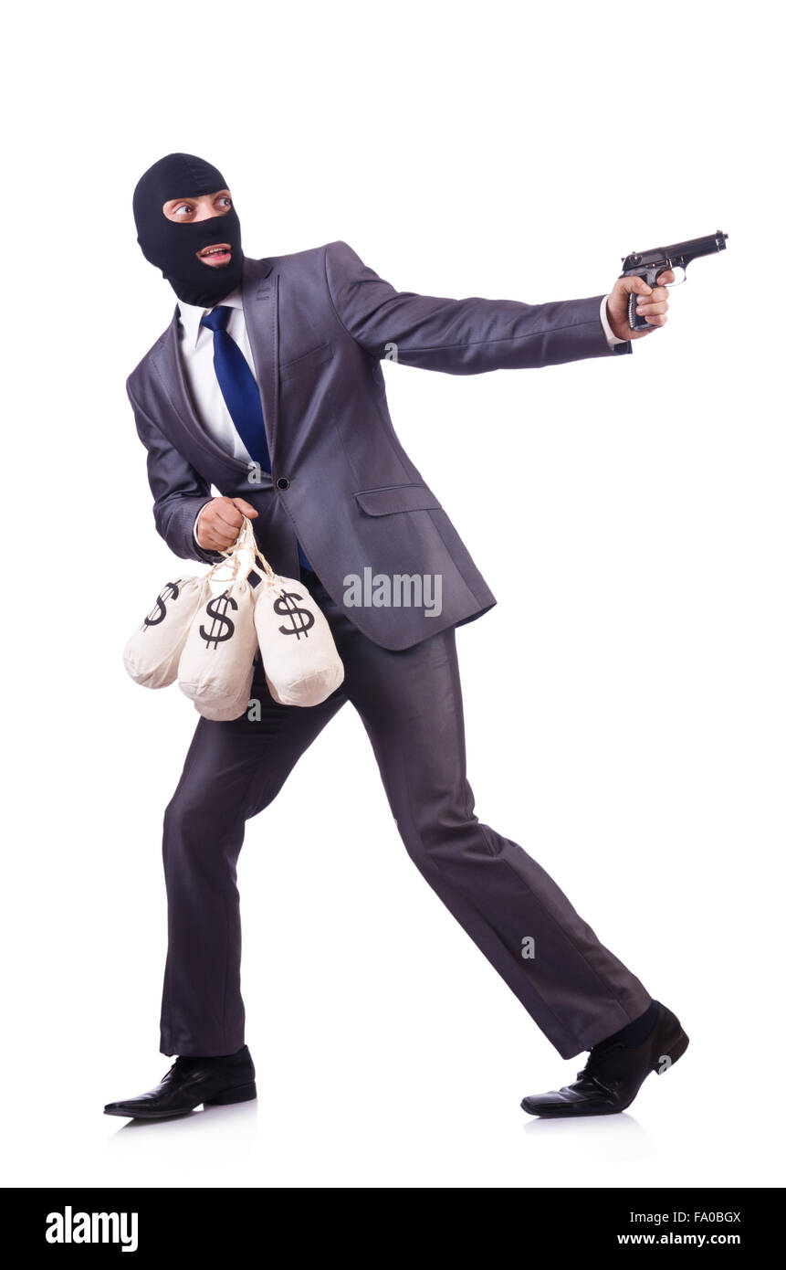 Criminal man isolated on the white Stock Photo - Alamy