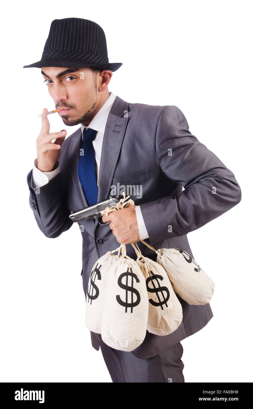 Criminal man isolated on the white Stock Photo - Alamy
