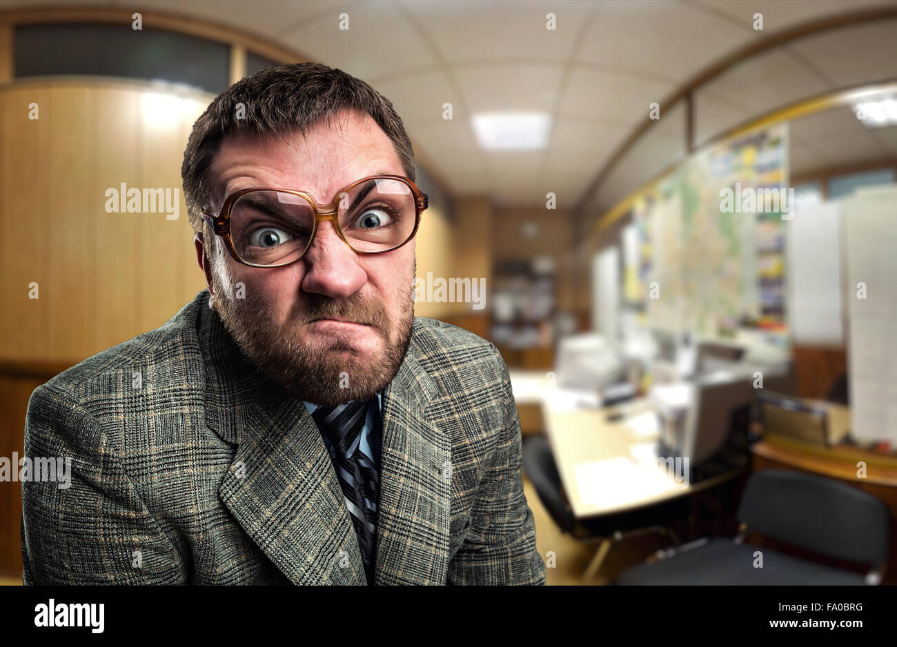 Angry boss glasses man hi-res stock photography and images - Alamy