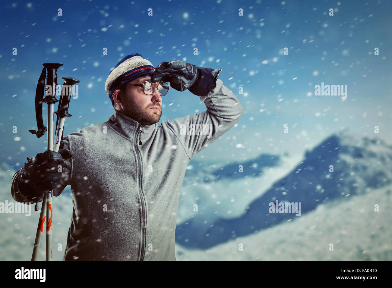 Male model posing in snow hi-res stock photography and images - Alamy