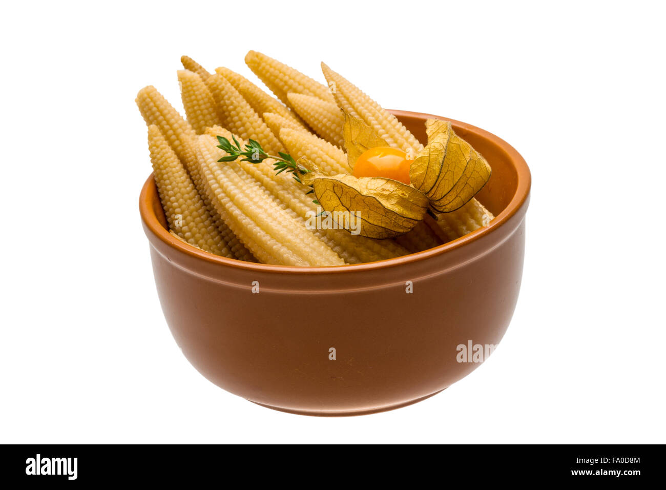 Baby corn with thyme Stock Photo - Alamy