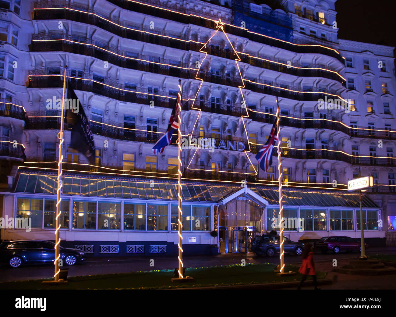 Grand Hotel Brighton at night Christmas time Stock Photo - Alamy