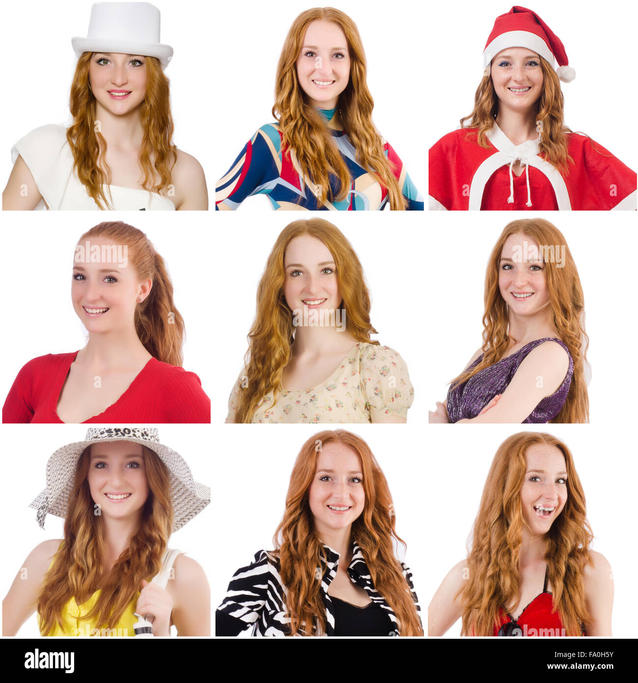 Collage of many faces from same model Stock Photo - Alamy