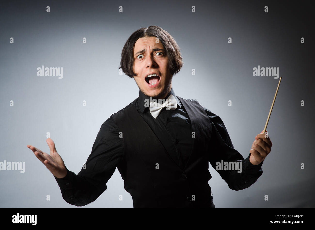 Funny conductor in musical concept Stock Photo - Alamy