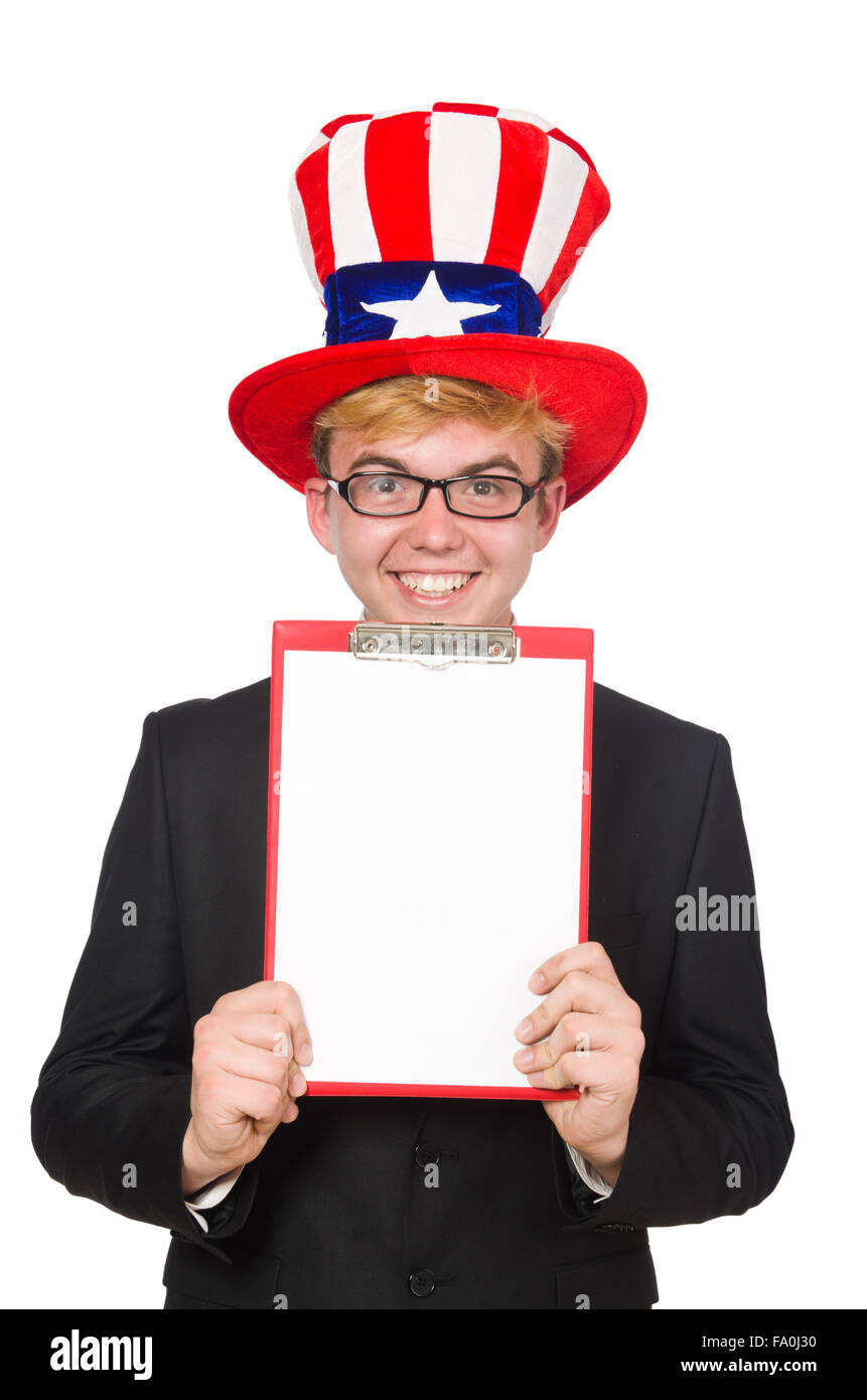 Man wearing hat with american symbols Stock Photo - Alamy