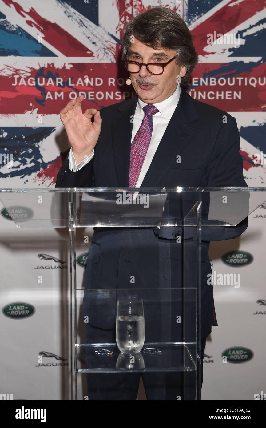 Munich, Germany. 18th Dec, 2015. Jaguar Land Rover CEO Ralf Speth ...