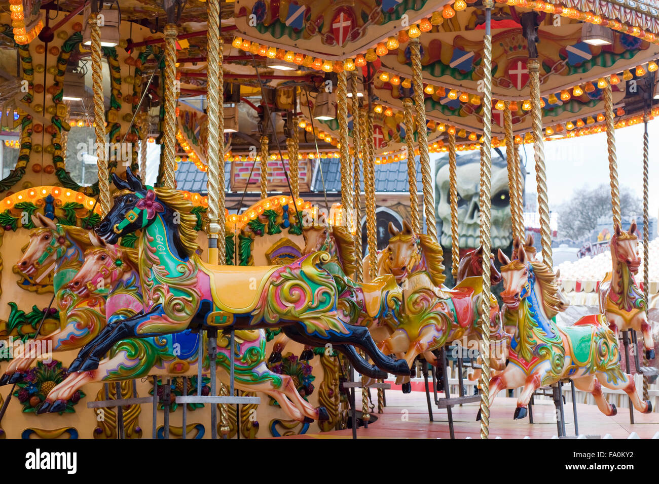 Carousel of the famous Galloping horses Stock Photo - Alamy