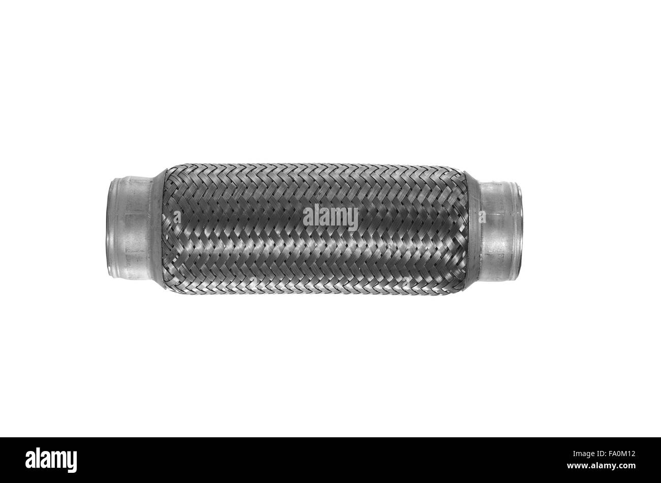 flexible tube connection to the car exhaust system on white background ...