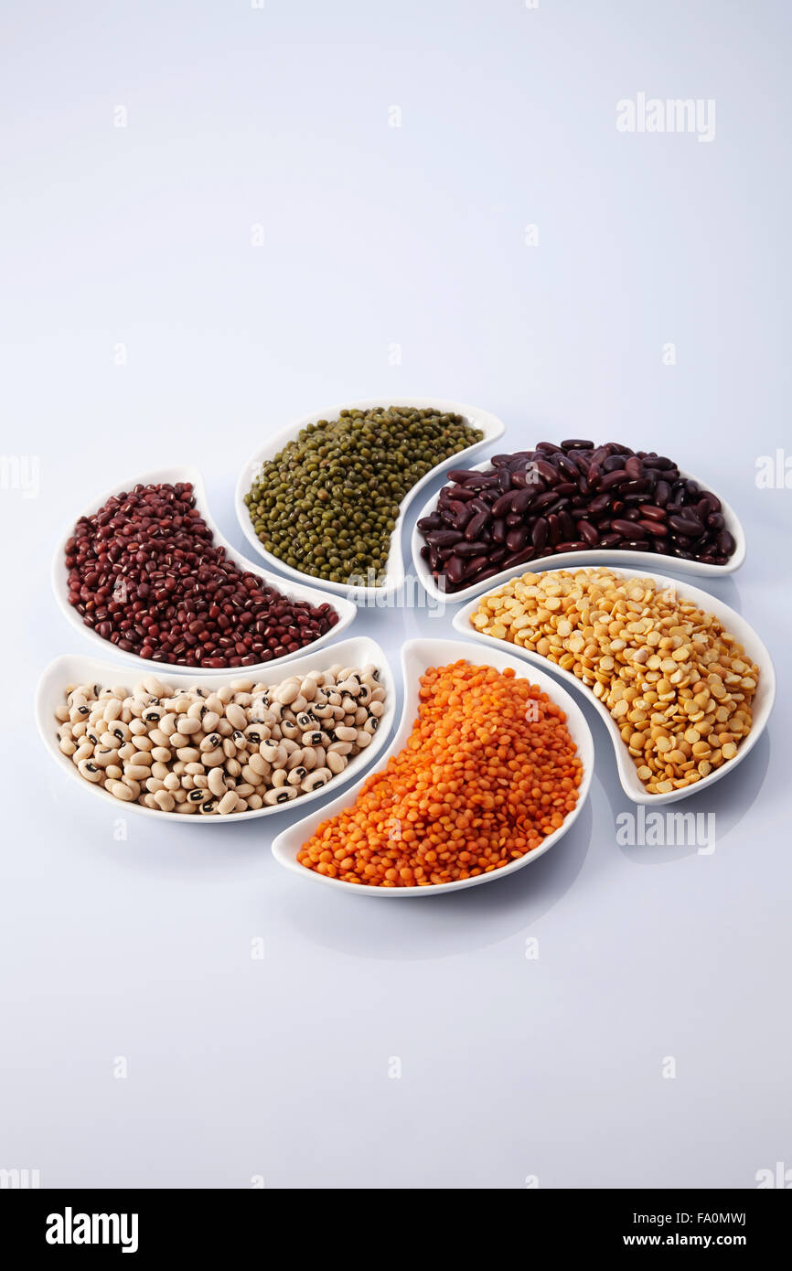 different legumes - lentils, beans and peas Stock Photo - Alamy