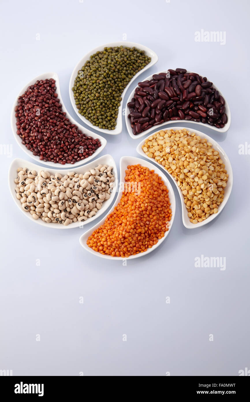different legumes - lentils, beans and peas Stock Photo - Alamy