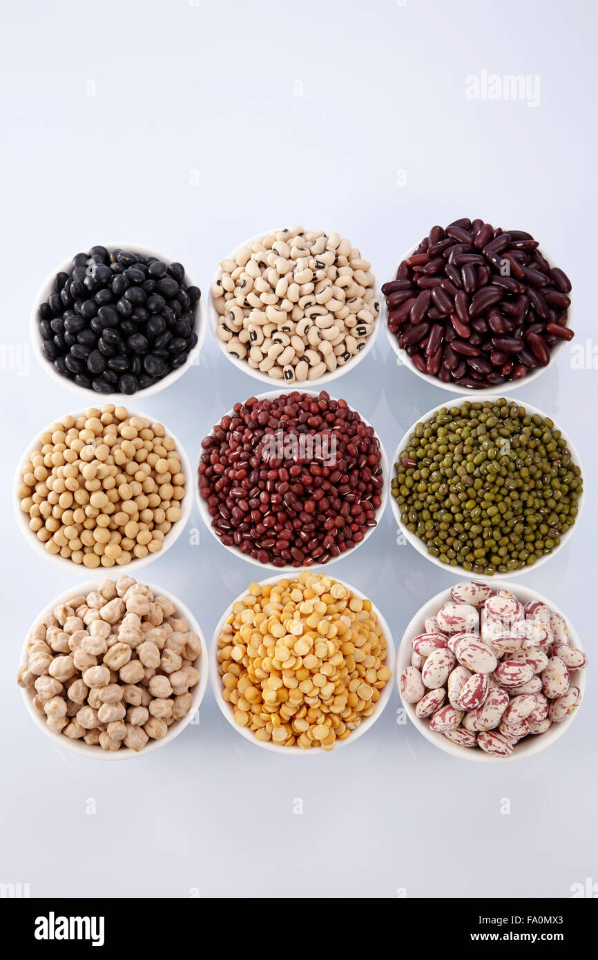 different legumes - lentils, beans and peas Stock Photo - Alamy