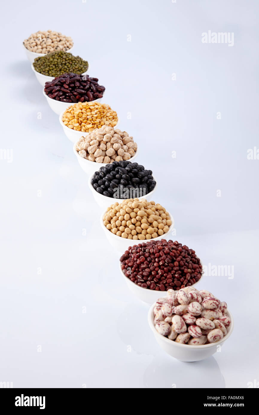 different legumes - lentils, beans and peas Stock Photo - Alamy