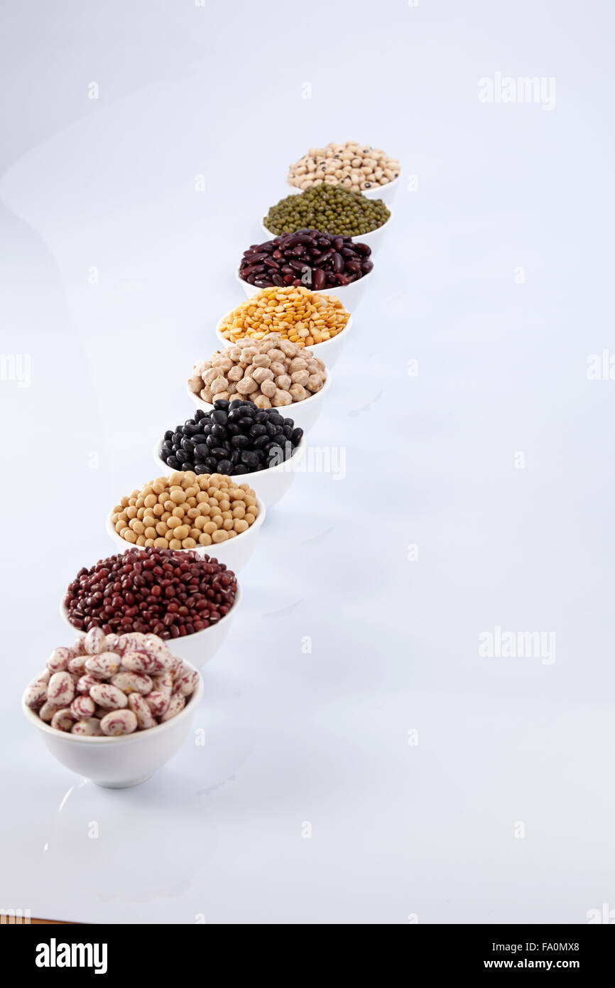 different legumes - lentils, beans and peas Stock Photo - Alamy