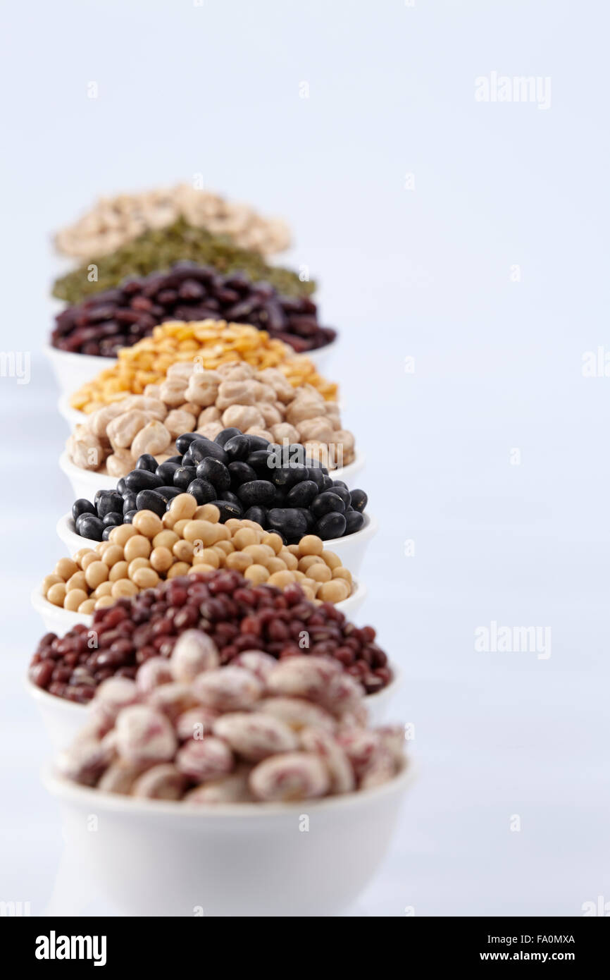 different legumes - lentils, beans and peas Stock Photo - Alamy