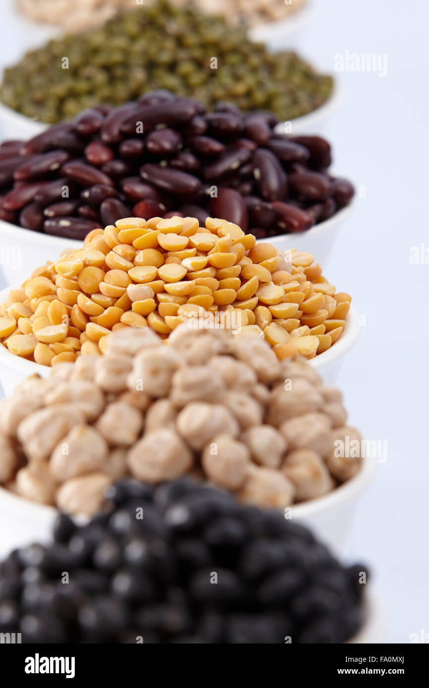 assorted beans on the white background Stock Photo - Alamy