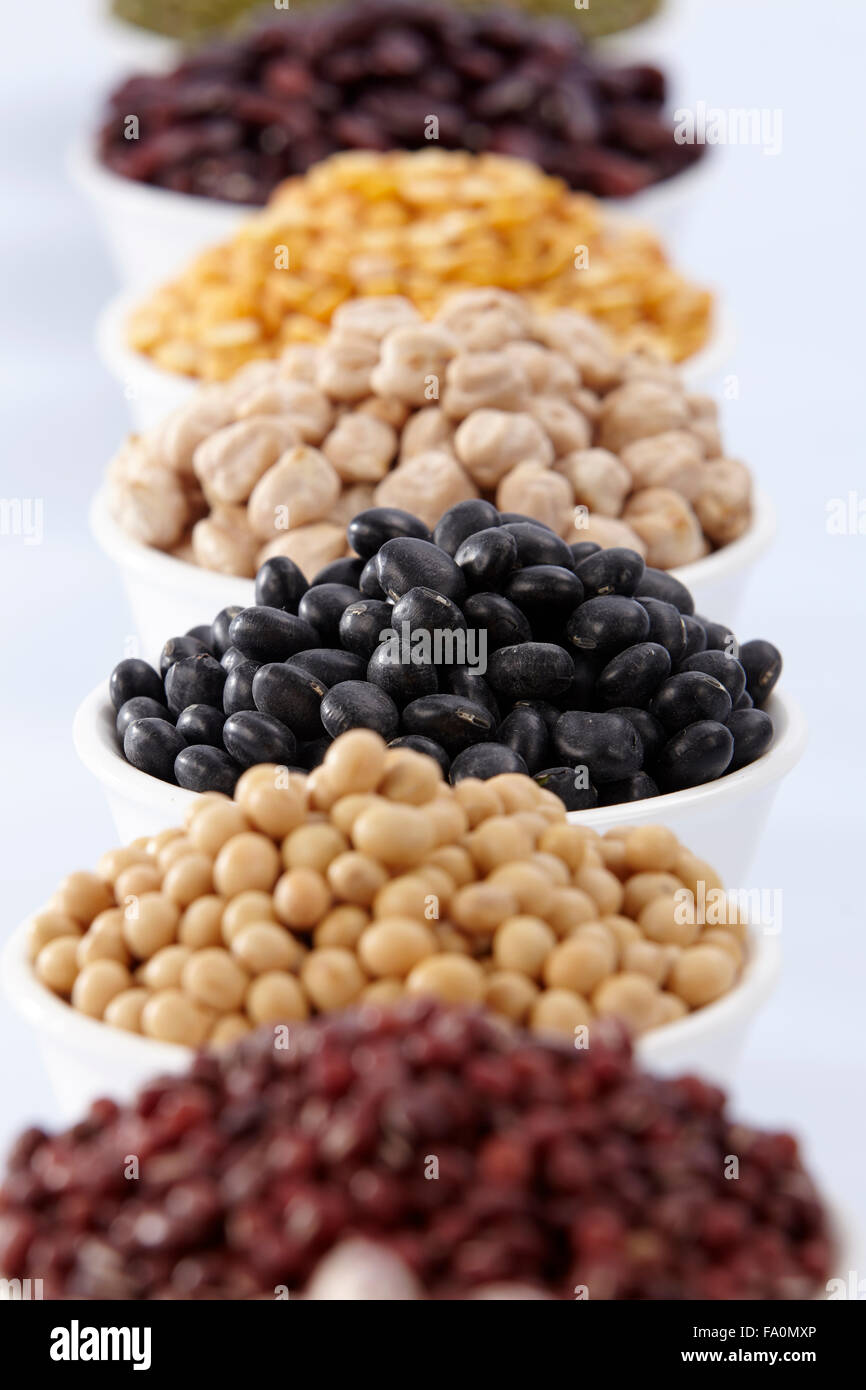 assorted beans on the white background Stock Photo - Alamy