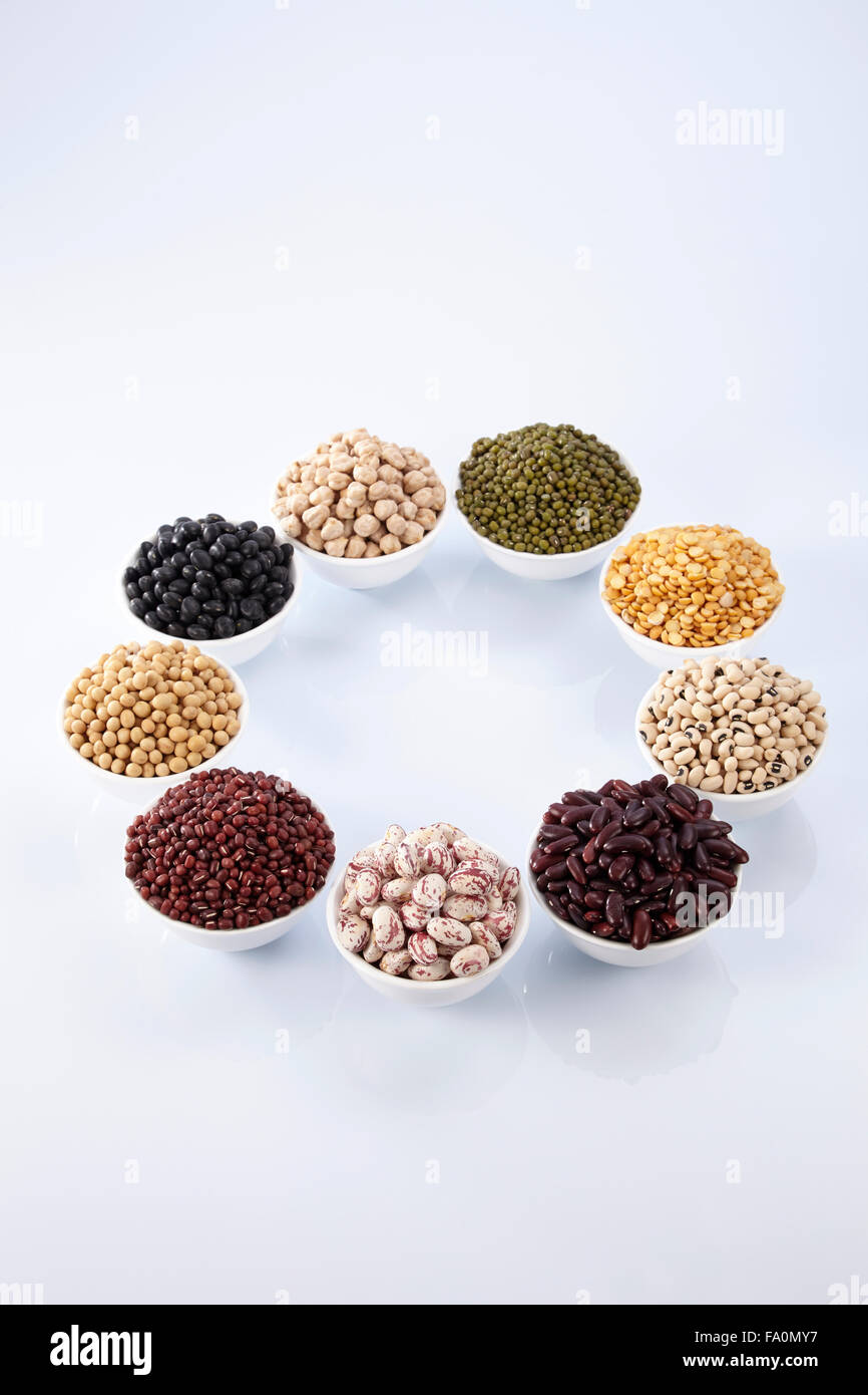different legumes - lentils, beans and peas Stock Photo - Alamy