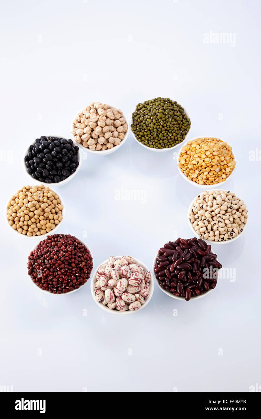 different legumes - lentils, beans and peas Stock Photo - Alamy