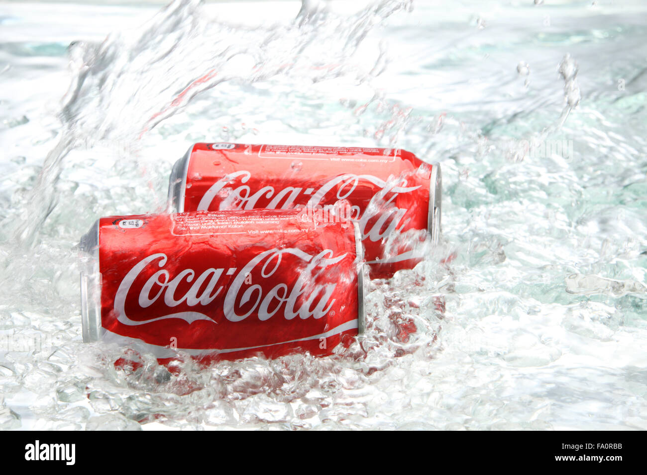KUala Lumpur,Malaysia 27th April 2015, 325ml coca cola can with water ...